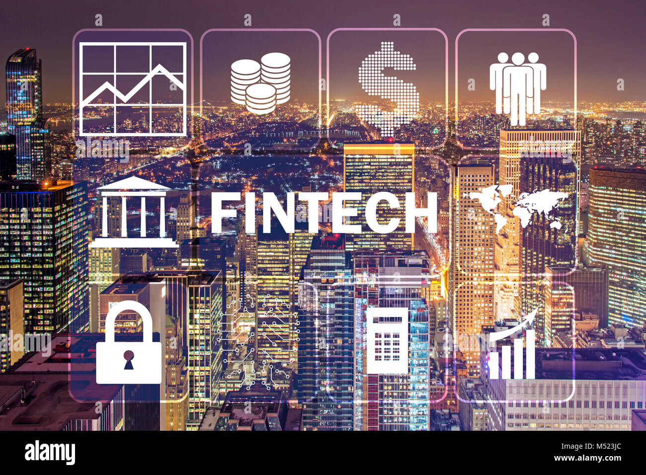 The smart city concept with fintech financial technology concept Stock ...