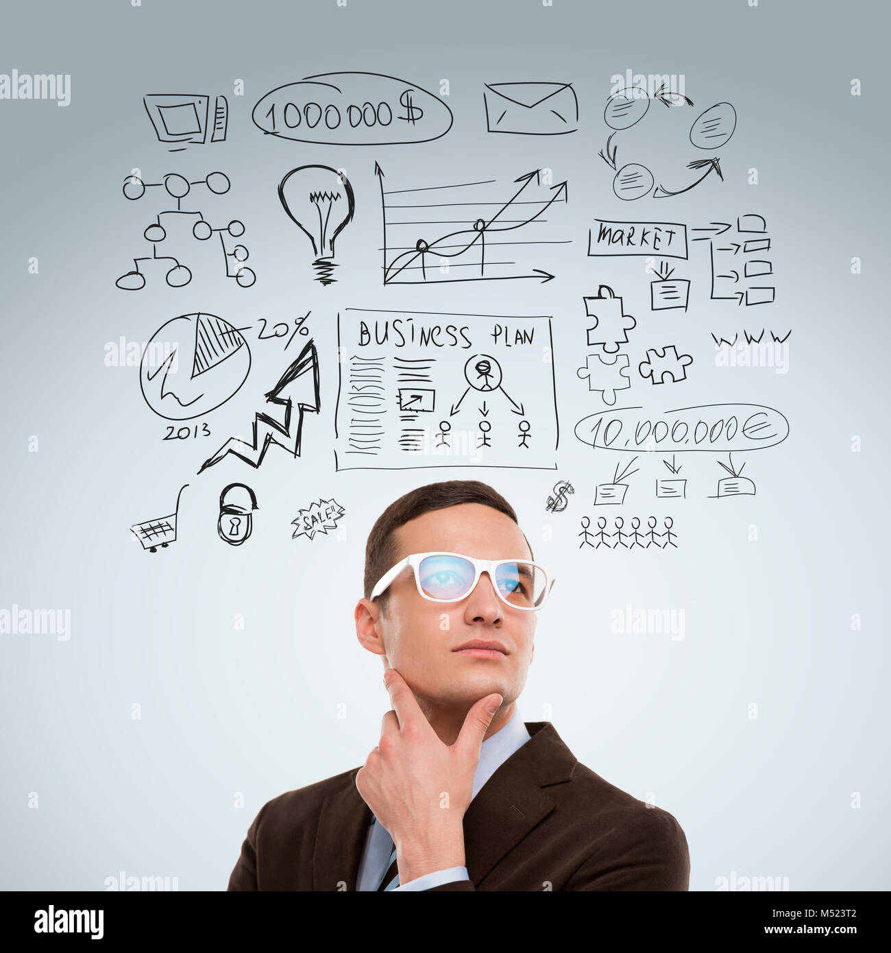 Adult business man thinking of his plans Stock Photo - Alamy