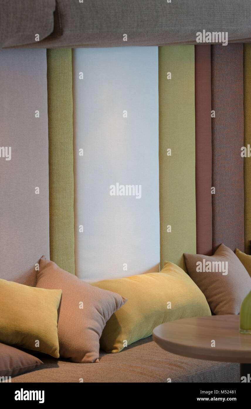 Lounge interior design with pillows and soft wall Stock Photo - Alamy