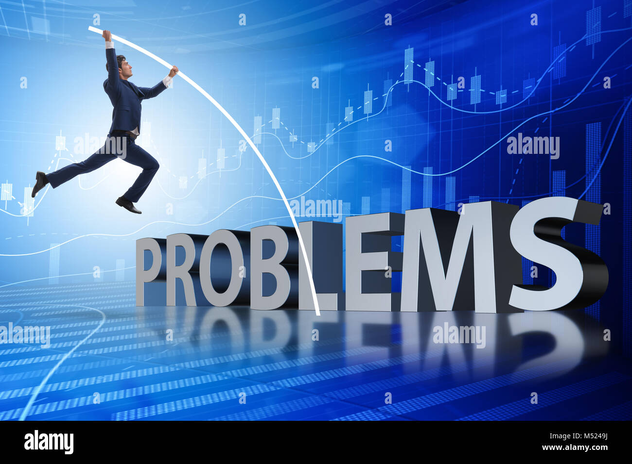 The businessman jumping over problems in business concept Stock Photo ...