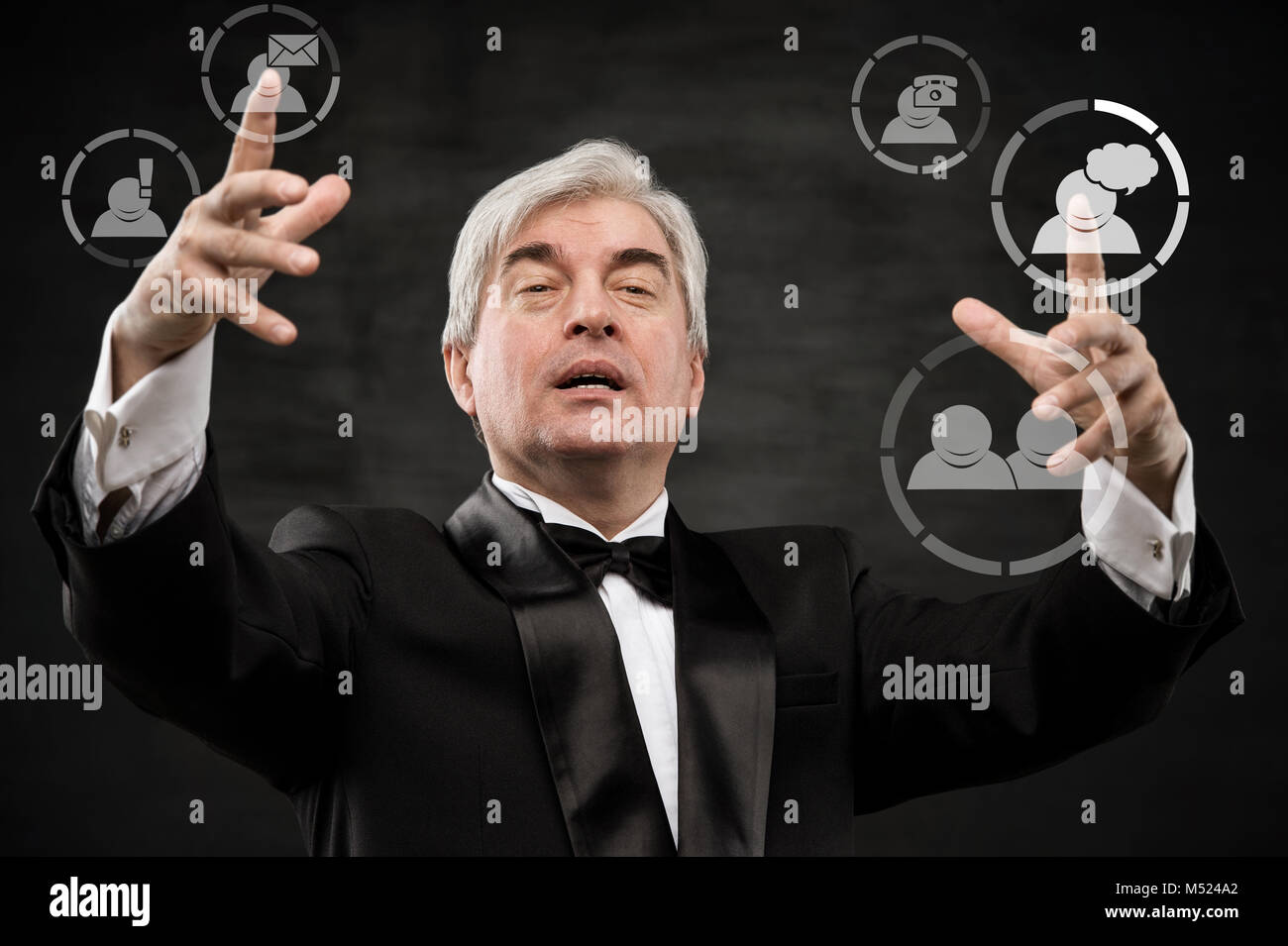 Man pressing e mail icon hi-res stock photography and images - Alamy