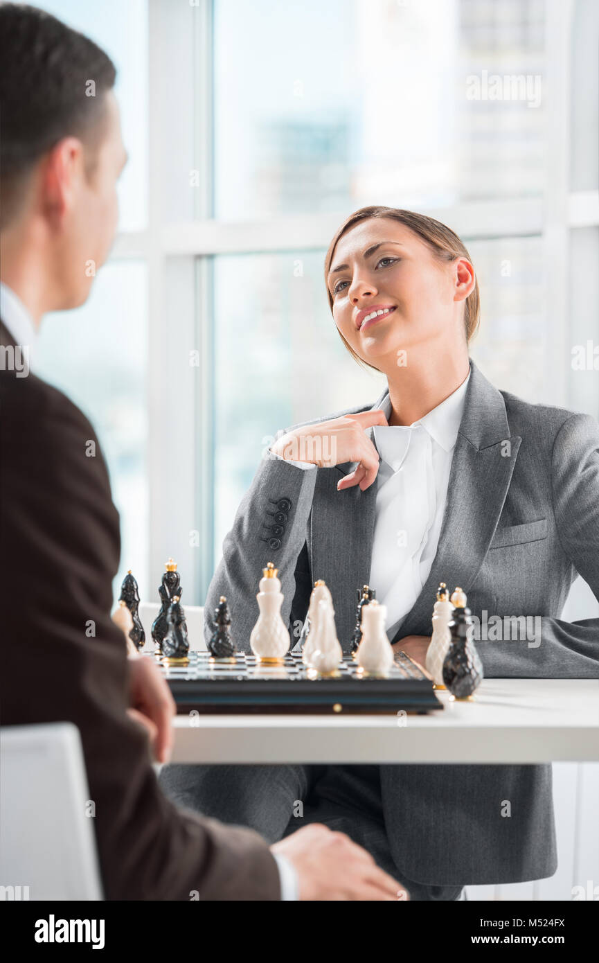 Business people playing chess at office. Business strategy concept ...