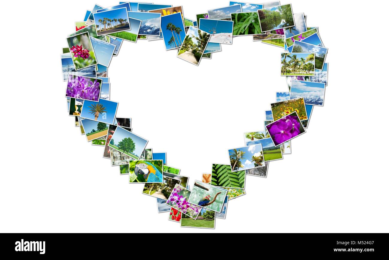 The heart shape made of nature photos Stock Photo - Alamy