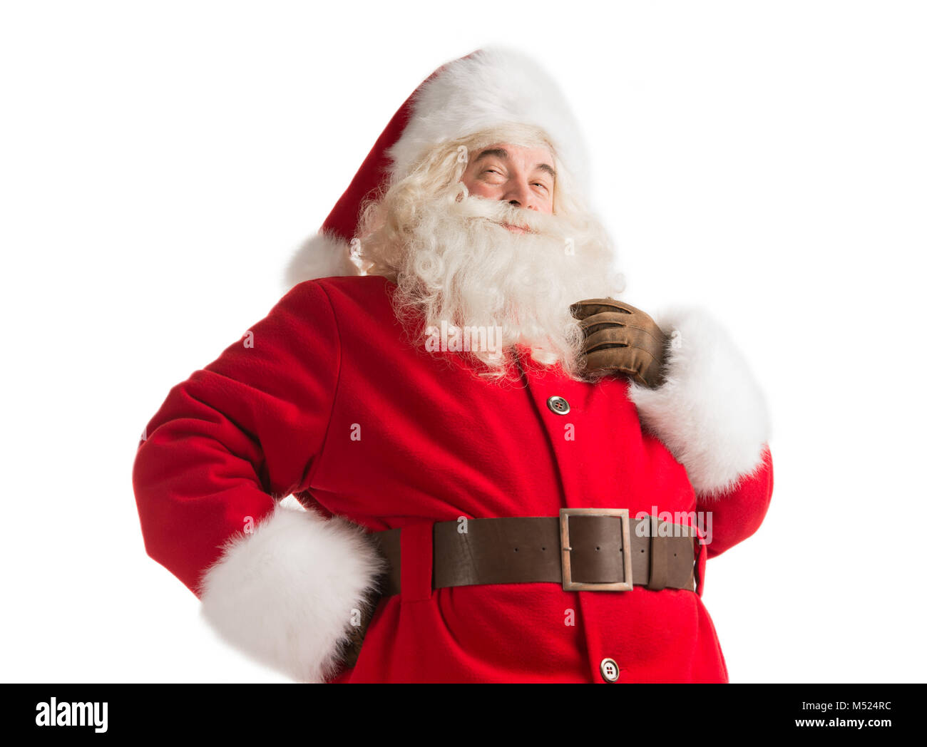 Portrait of happy Santa Claus thinking isolated on white background ...