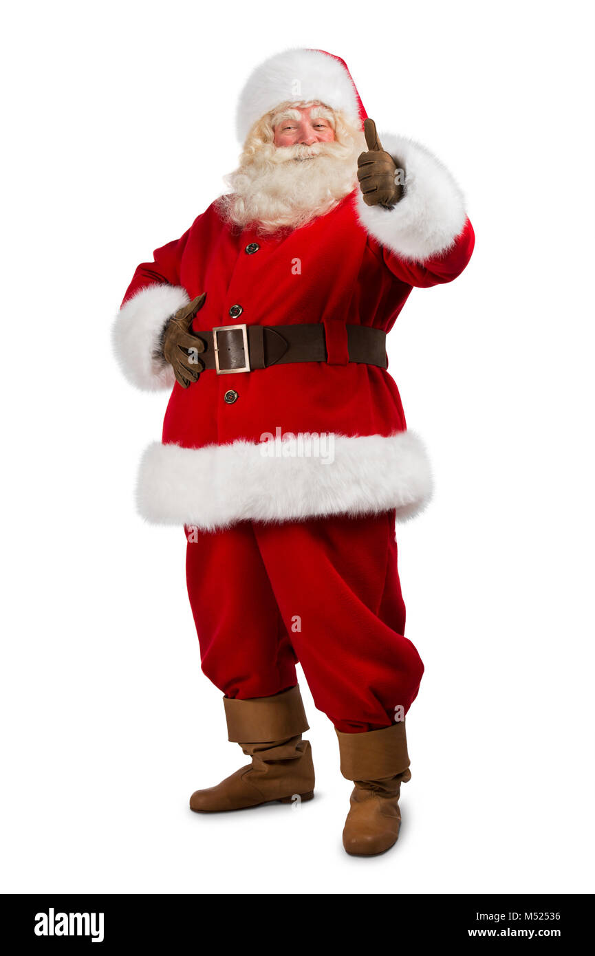 Santa Claus standing isolated on white background and thumbs up - full ...
