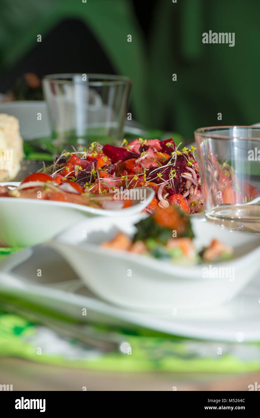 Food on table at restaurant of organic food Stock Photo - Alamy