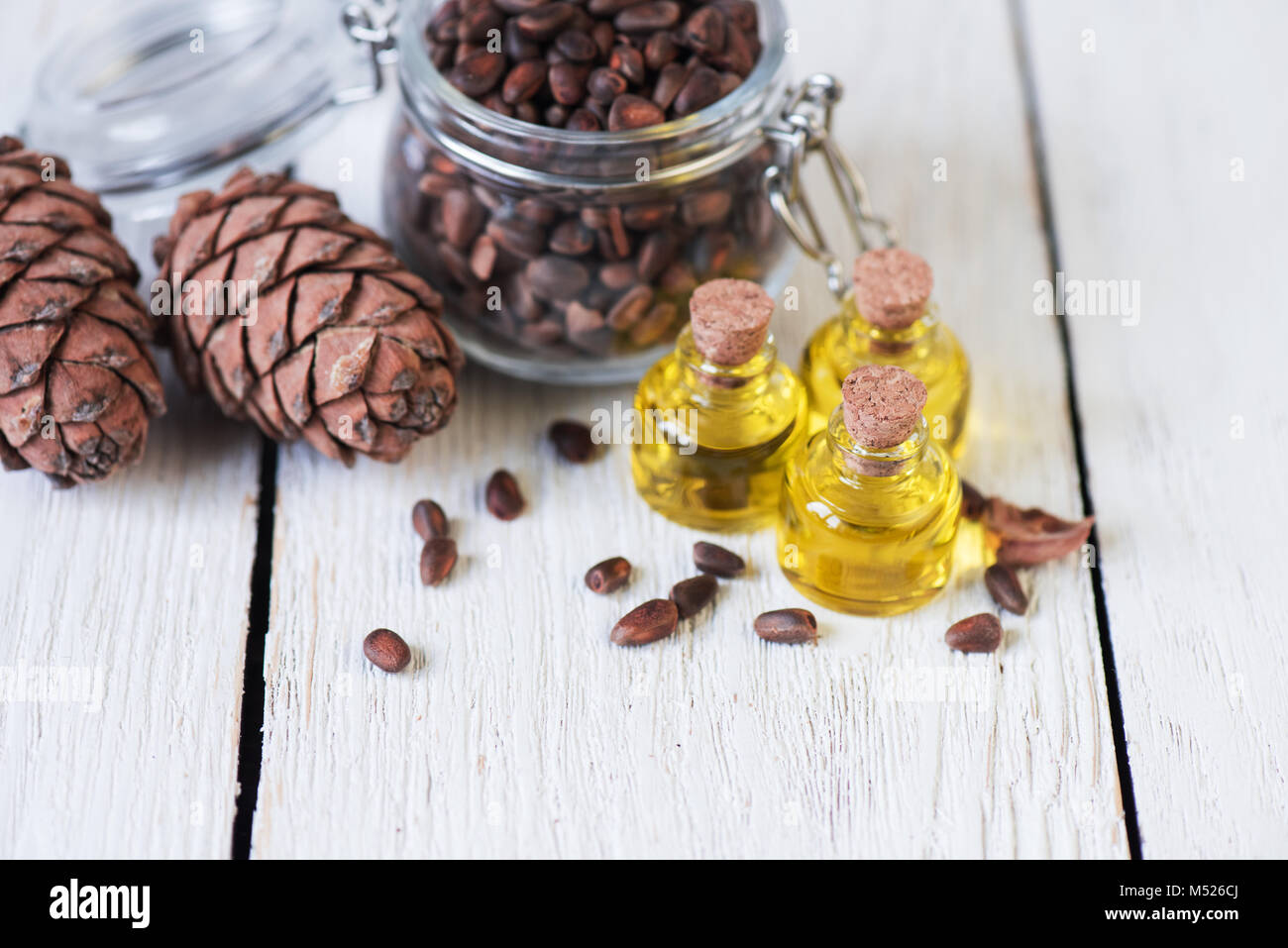 Oil of cedar nuts Stock Photo - Alamy
