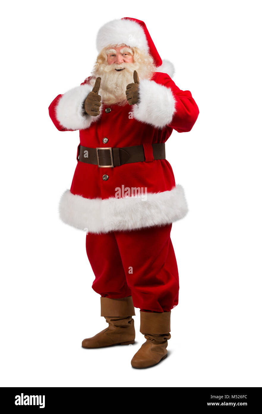 Santa Claus standing isolated on white background and thumbs up - full ...