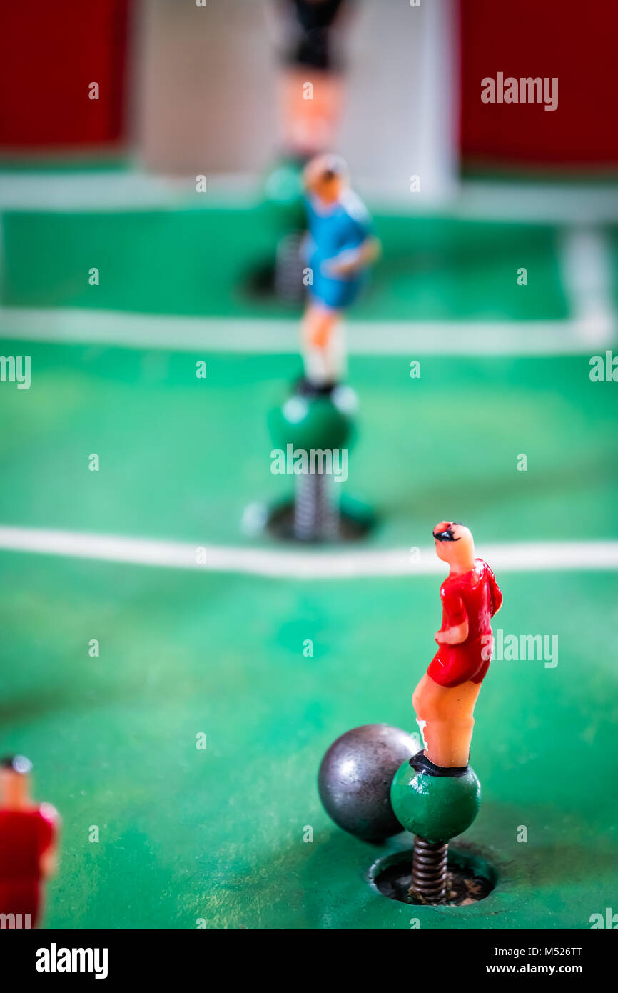 Player figurines of tabletop football game Stock Photo - Alamy
