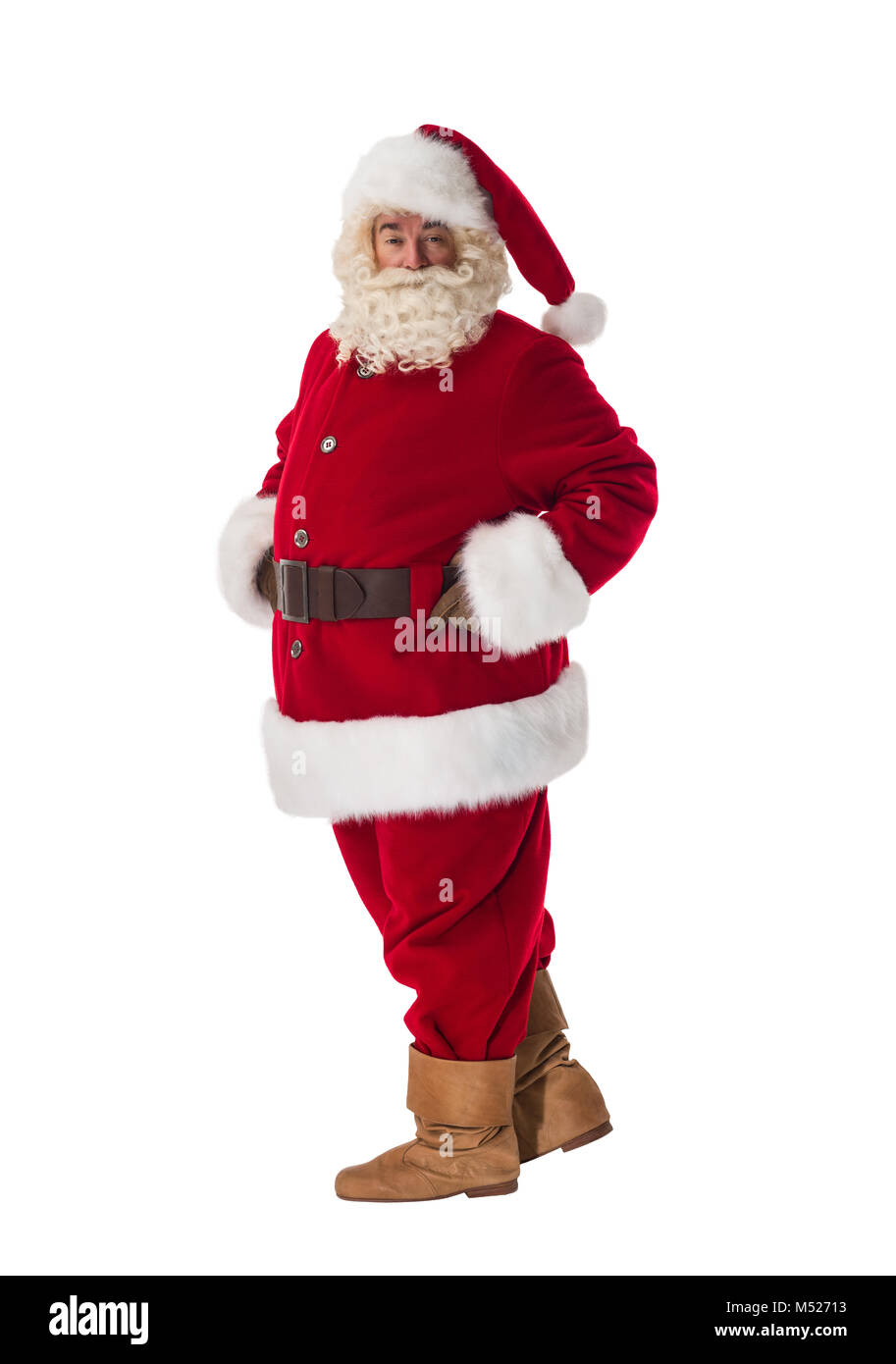 Santa Claus Portrait. Standing still and posing. Side view Stock Photo ...