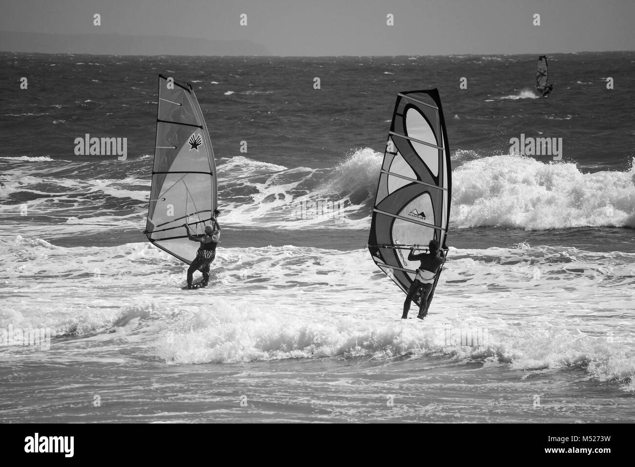 Wind surfing beach Black and White Stock Photos & Images - Alamy