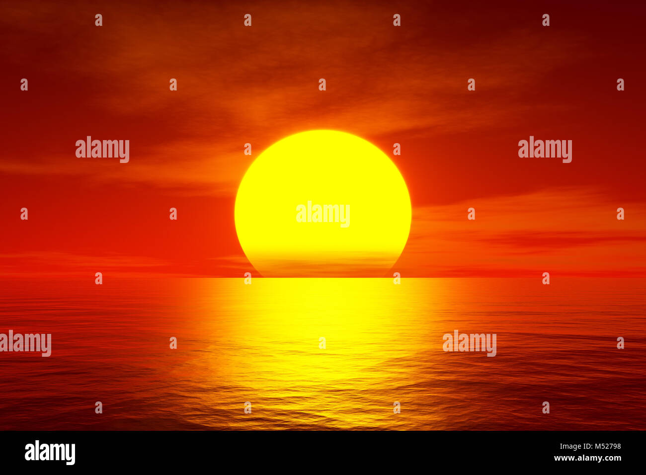 red sunset over the ocean Stock Photo - Alamy