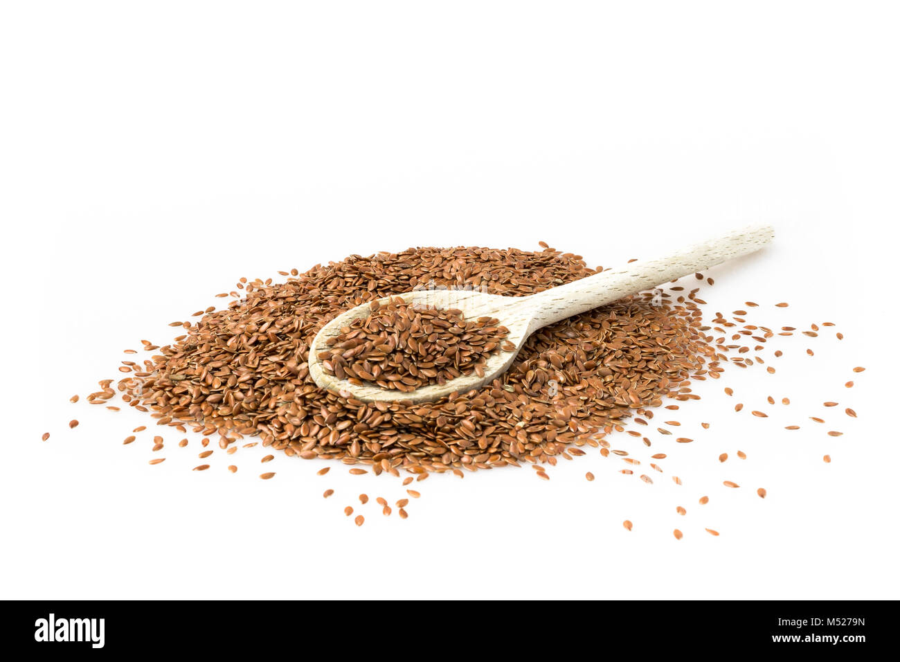 Flax seeds in wooden spoon Stock Photo - Alamy