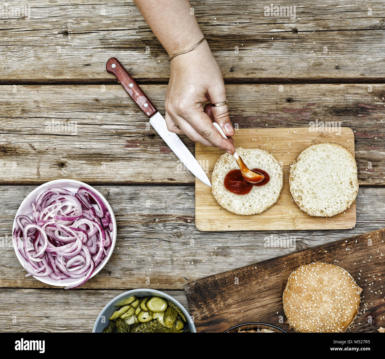 Home cooking. Top view, closeup. Rustic style Stock Photo - Alamy