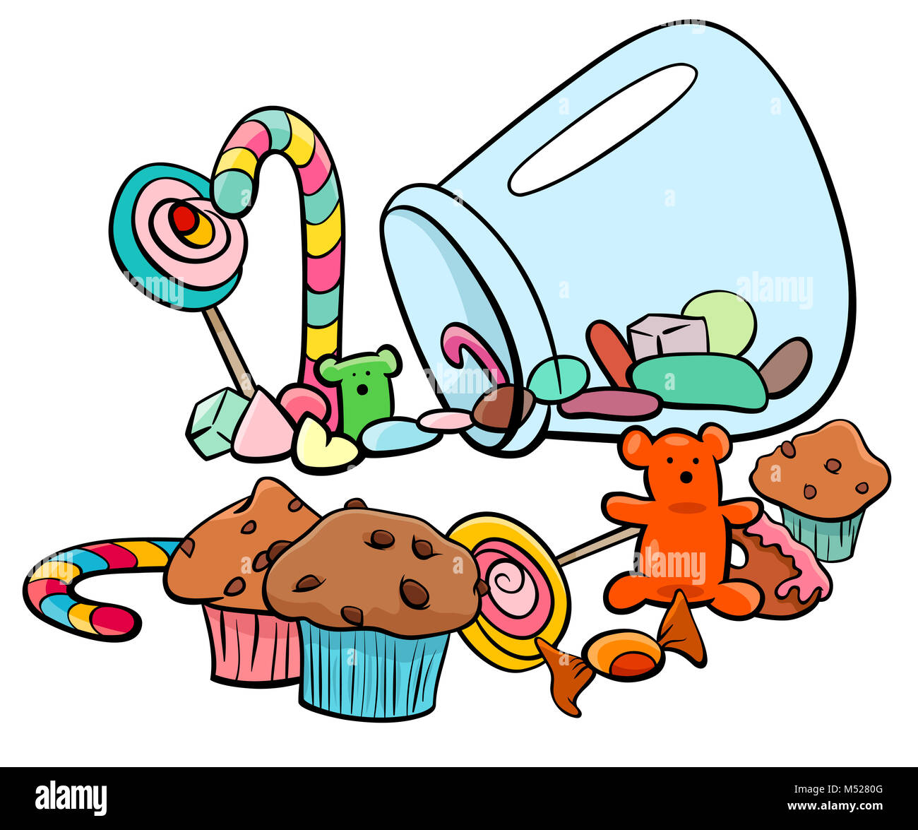 candy group cartoon illustration Stock Photo - Alamy