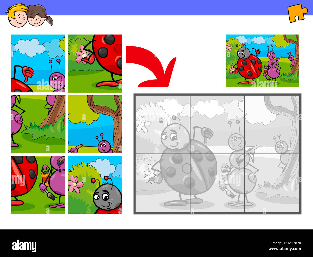 jigsaw puzzles with insect characters Stock Photo - Alamy