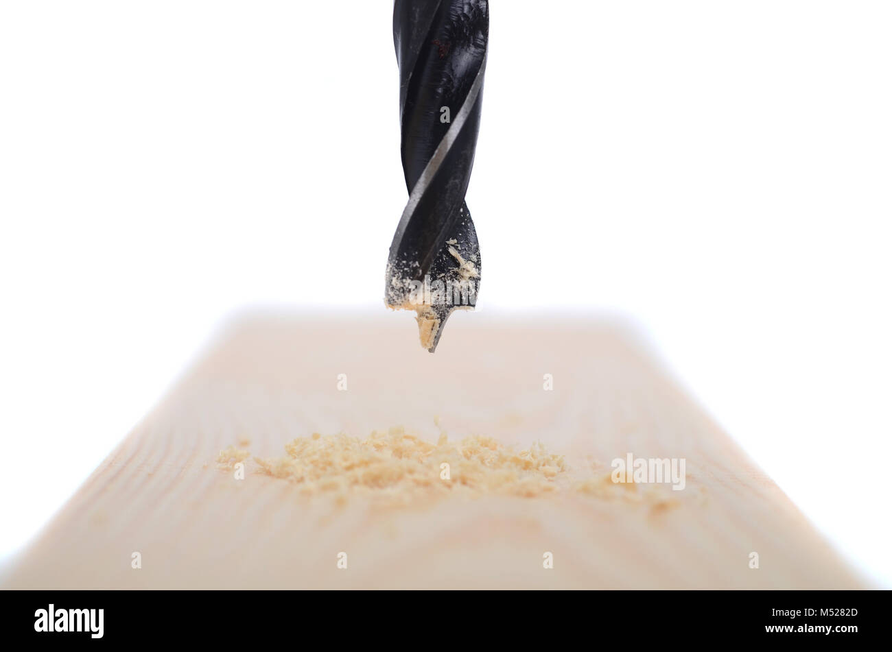 Drilling hole in wood, woodworking concept , drilling part of carpenter ...