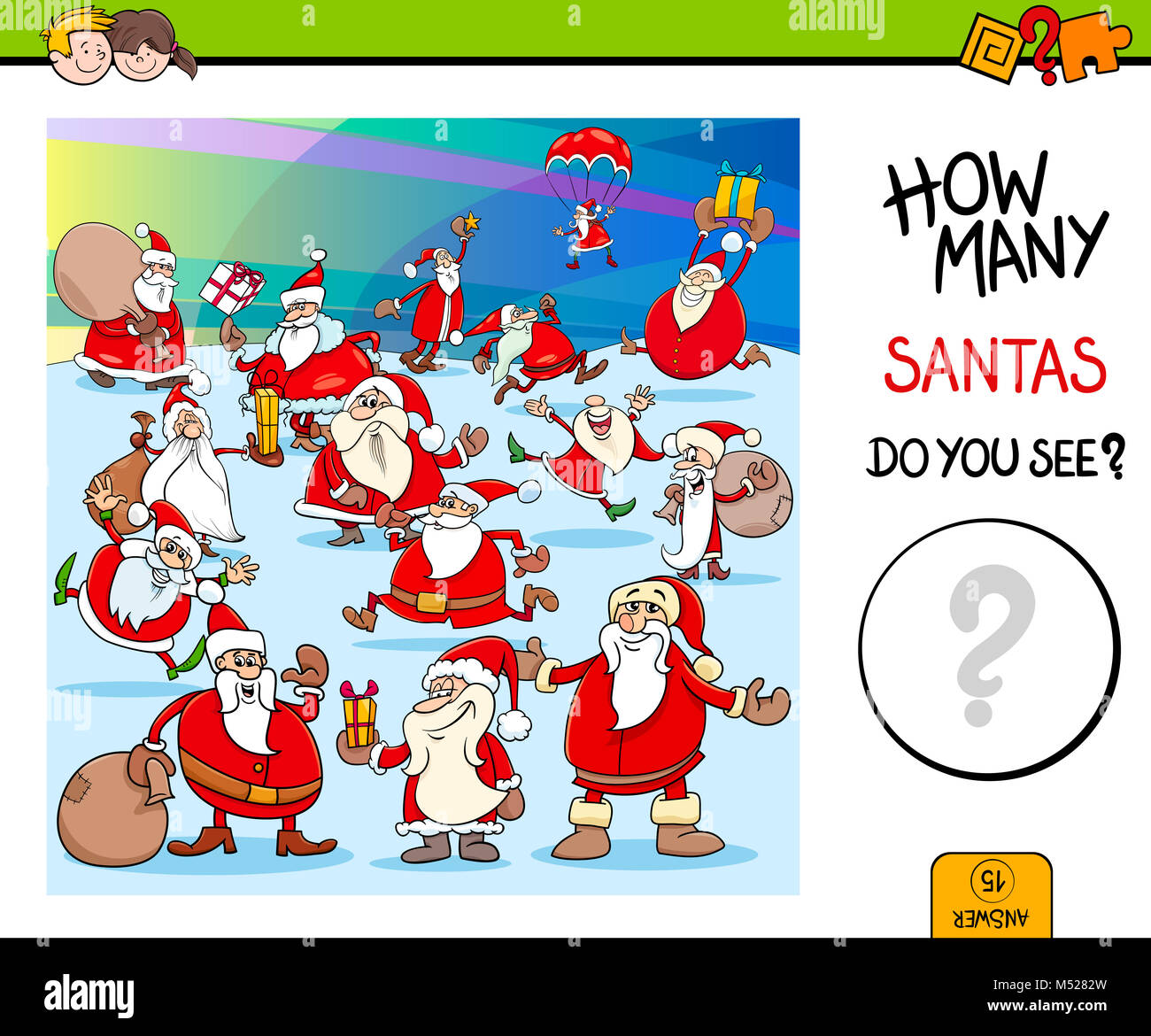 how many santa claus educational game Stock Photo - Alamy