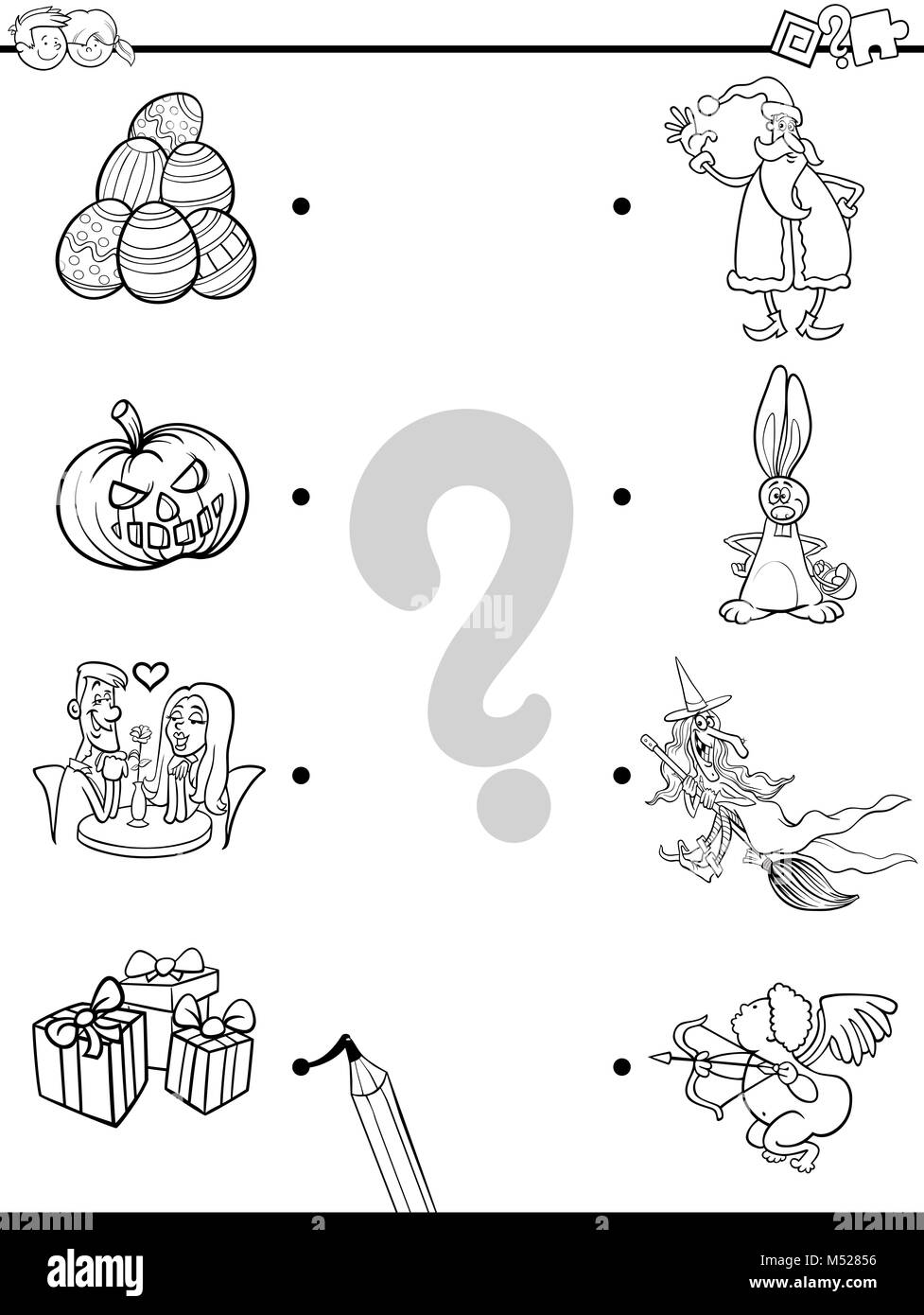 Coloring page kids easter Black and White Stock Photos & Images - Alamy