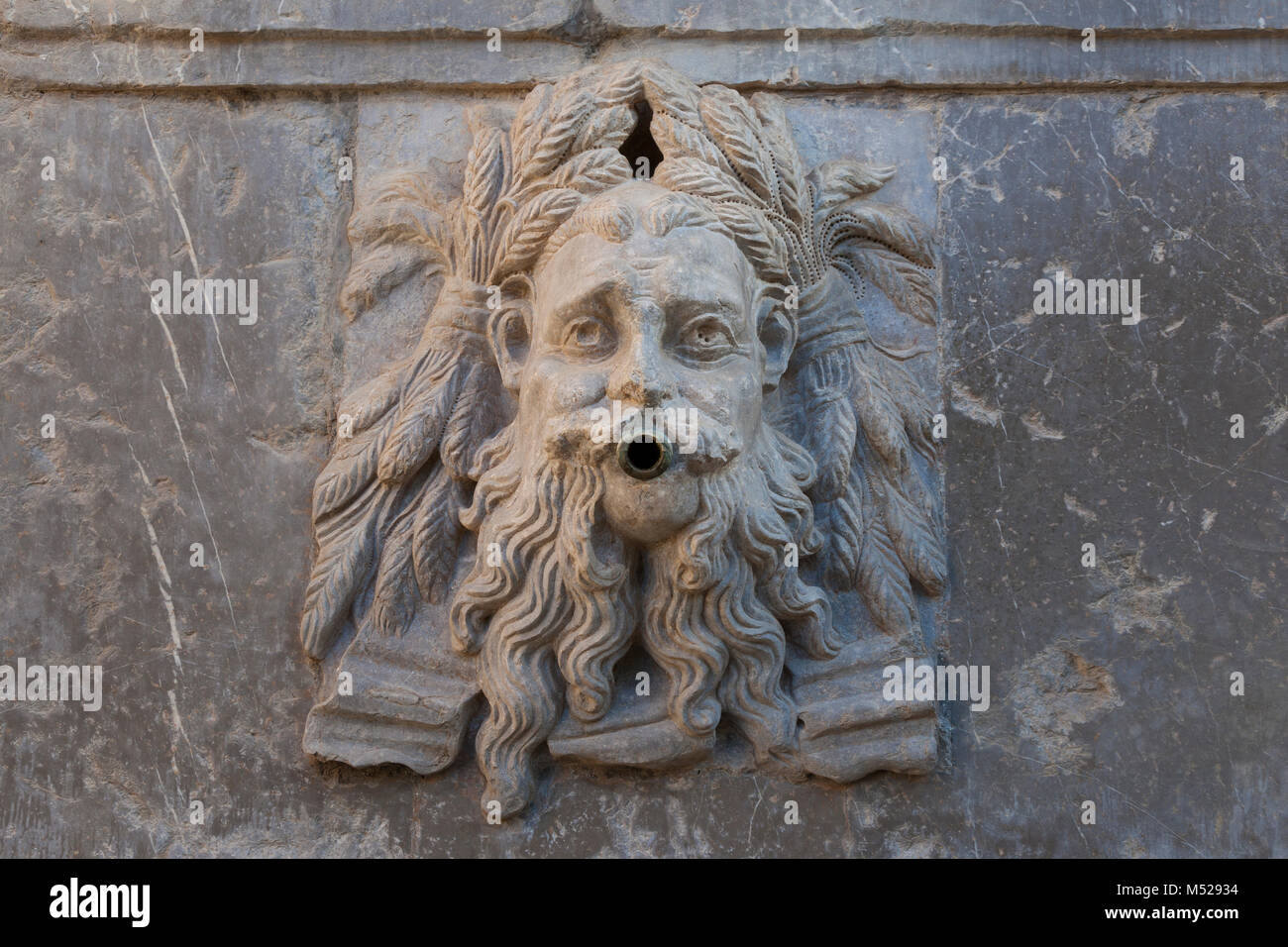 Granada, Spain: Figurehead on the fountain of Charles V’s Pillar at the ...