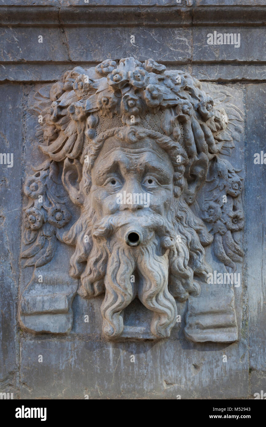 Granada, Spain: Figurehead on the fountain of Charles V’s Pillar at the ...