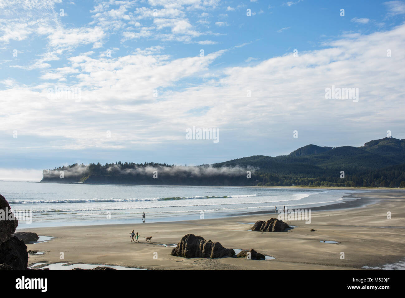 People walking along the beach at Makah Bay near Neah Bay on the Makah ...