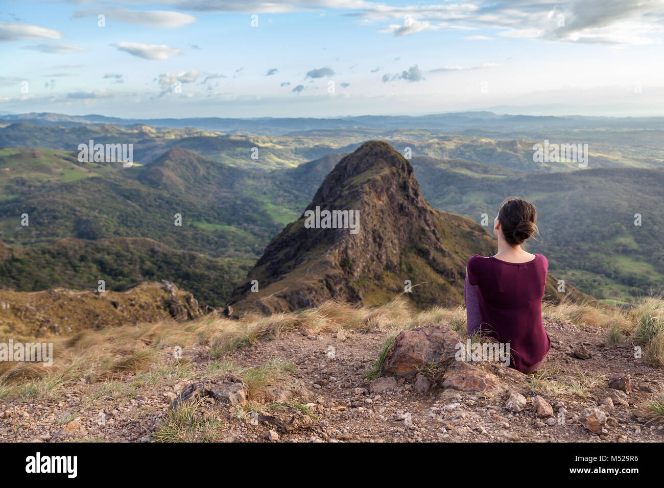 young woman enjoying the spectacular views of Guanacaste Costa Rica ...