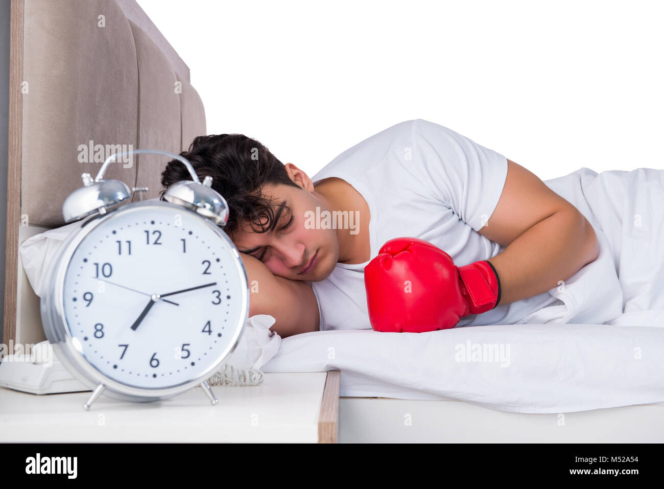 Man in bed suffering from insomnia Stock Photo - Alamy
