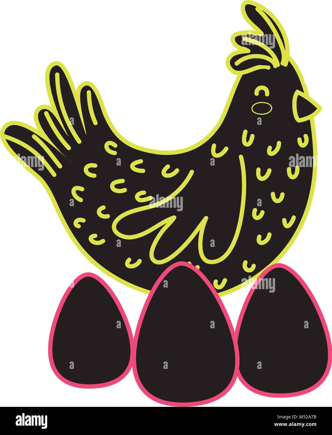 neon flat hen bird farm animal with eggs Stock Vector Image & Art - Alamy