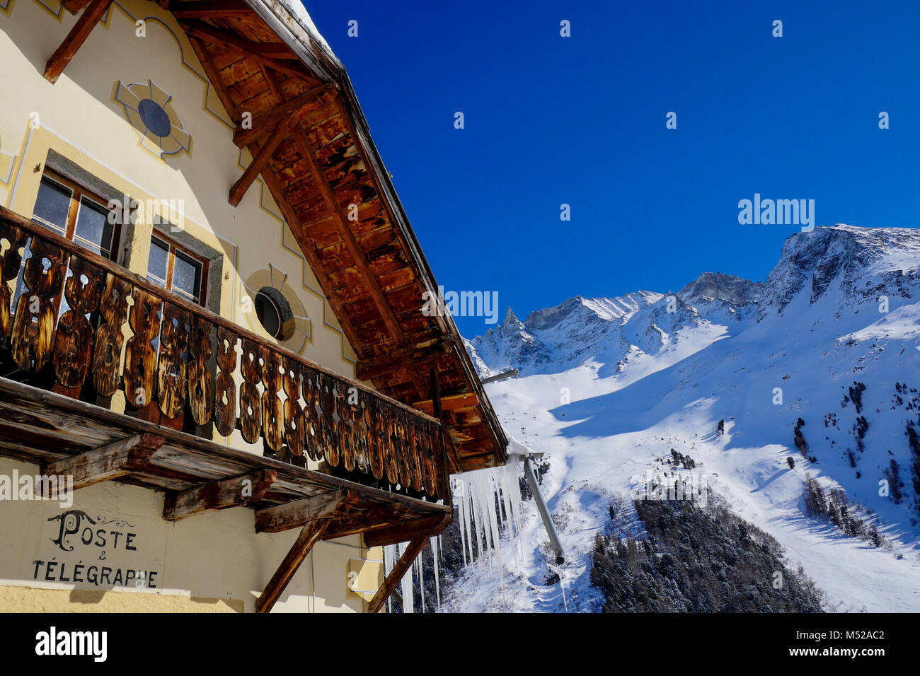 The old Post and Telegraph Office of Arolla, Val d'Herens, Valais ...