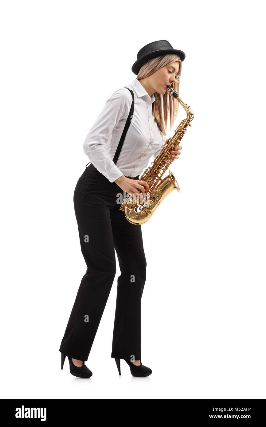 Attractive musician playing on saxophone Cut Out Stock Images ...