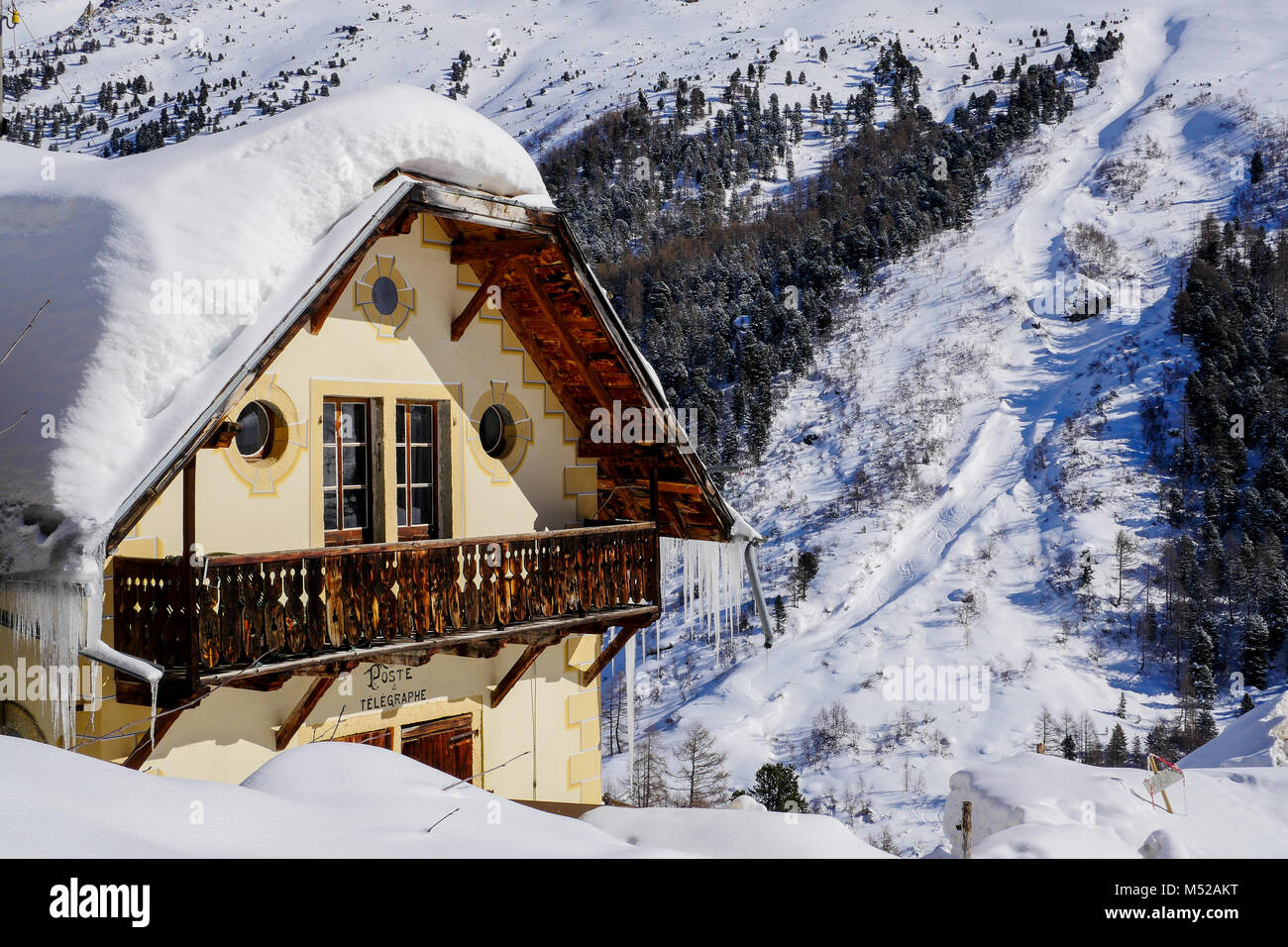 The old Post and Telegraph Office of Arolla, Val d'Herens, Valais ...