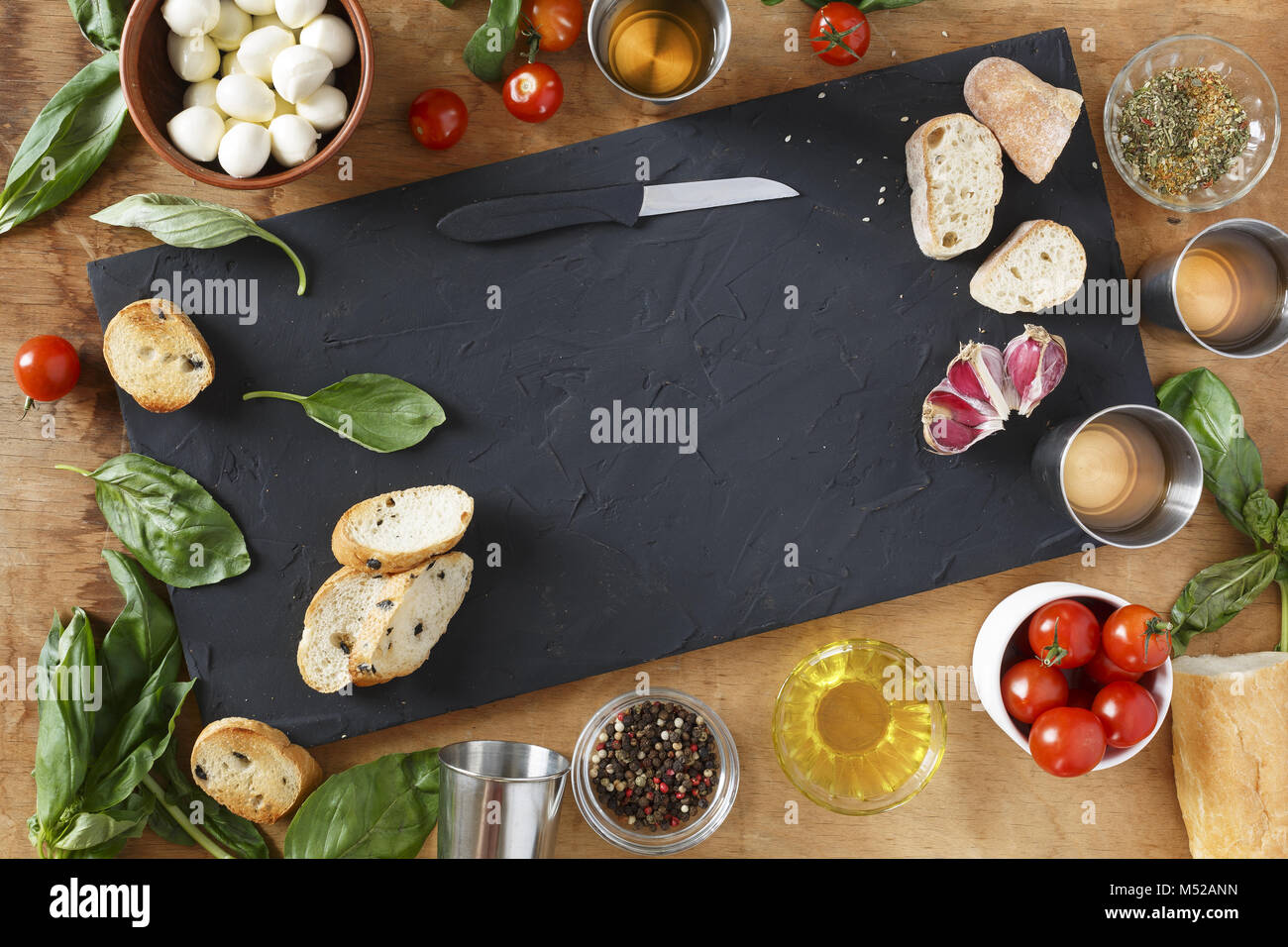 Italian Cuisine. Ingredients for traditional Italian bruschettes Stock ...