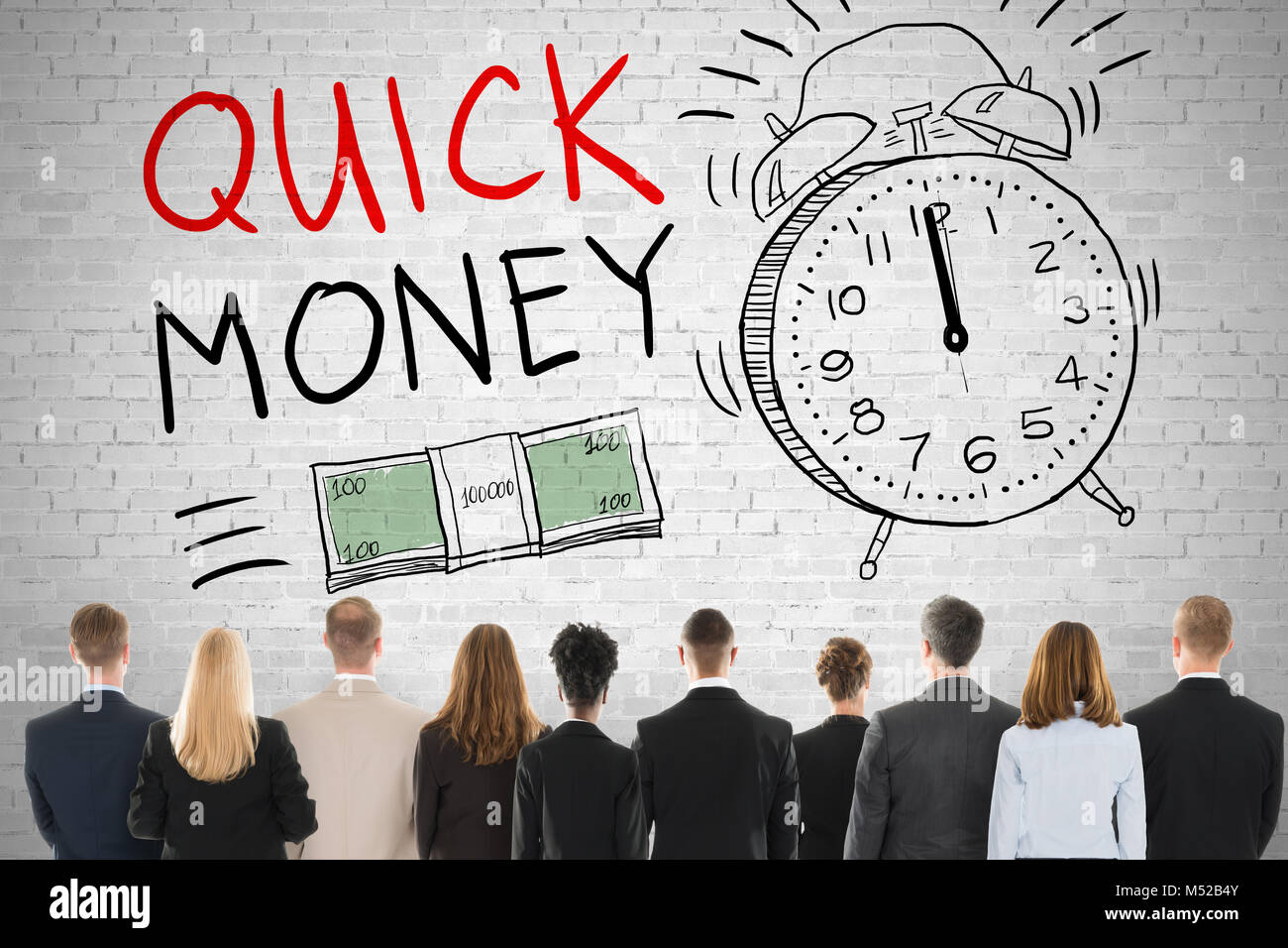 Group Of Diverse People Looking At Quick Money Stock Photo - Alamy
