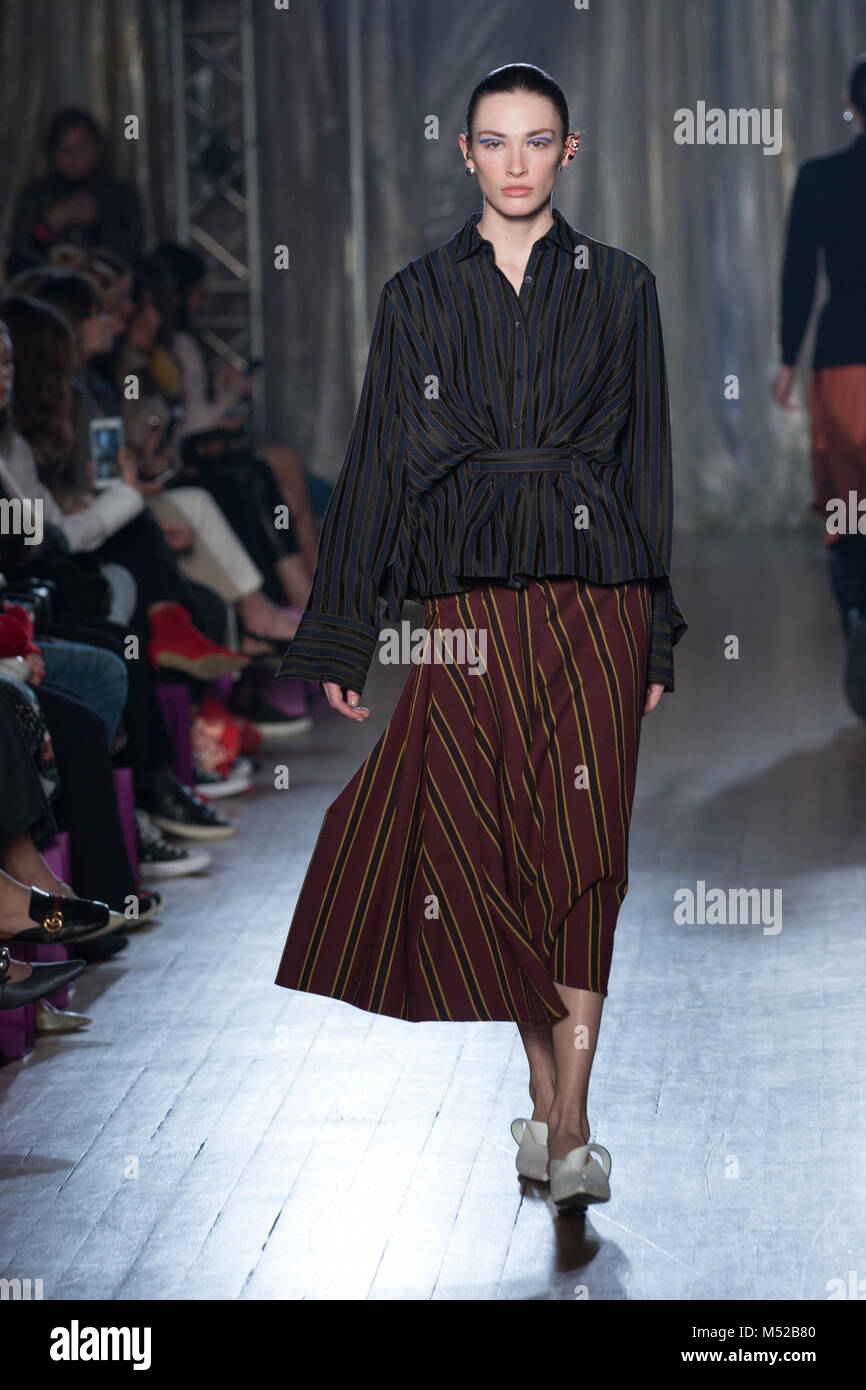 A model walk the runway at the Palmer/ Hardings's show during London ...