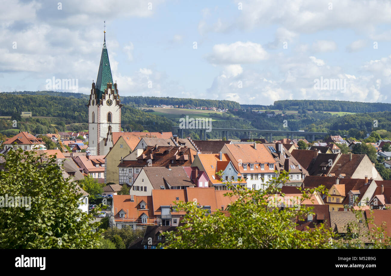 Old town Engen with city church Mariä Himmelfahrt Stock Photo - Alamy
