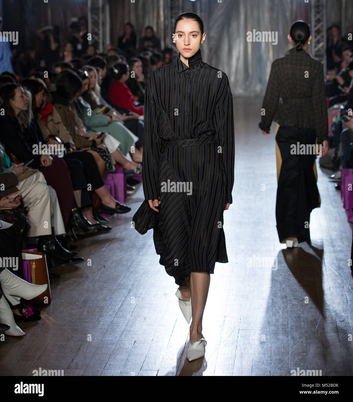 A model walk the runway at the Palmer/ Hardings's show during London ...