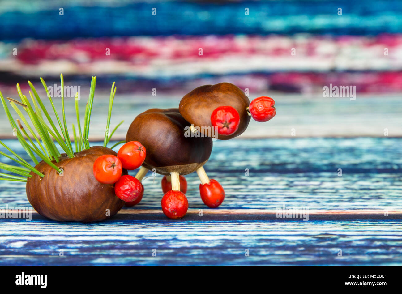 lovely autumn figures made from chestnuts Stock Photo - Alamy