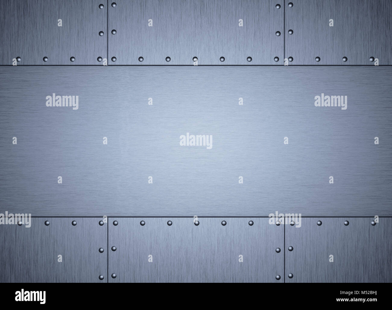 Frame made of riveted iron. Background of polished metal. 3D rendering ...