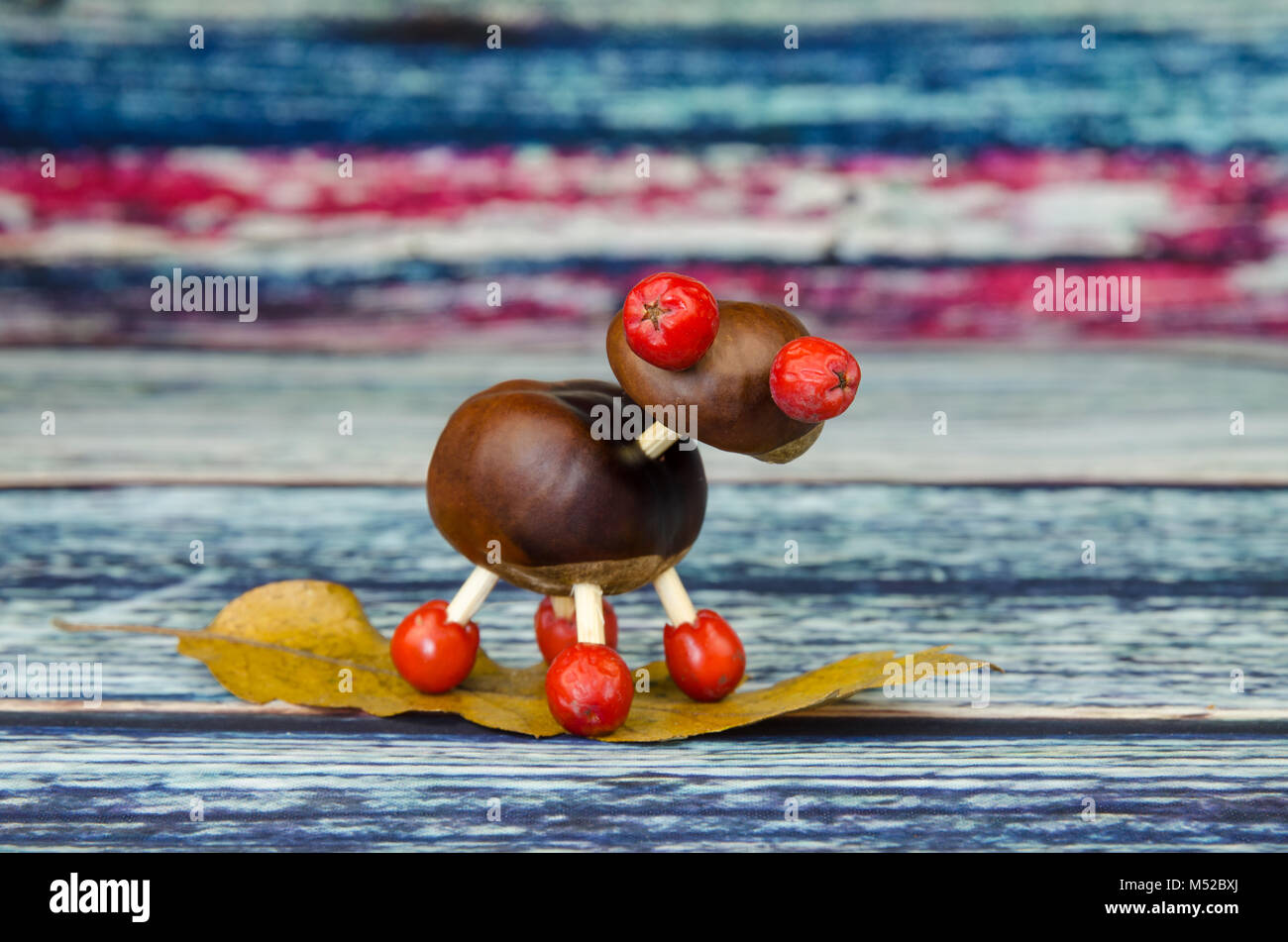 lovely autumn figures made from chestnuts Stock Photo - Alamy