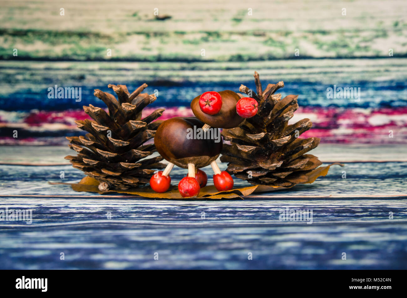 lovely autumn figures made from chestnuts Stock Photo - Alamy