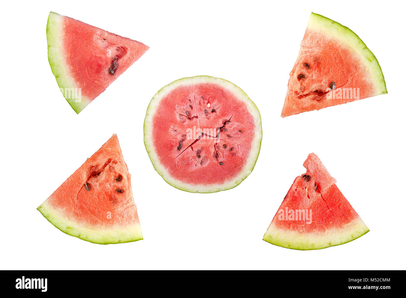 half of ripe watermelon on a white background, top view, isolated Stock ...