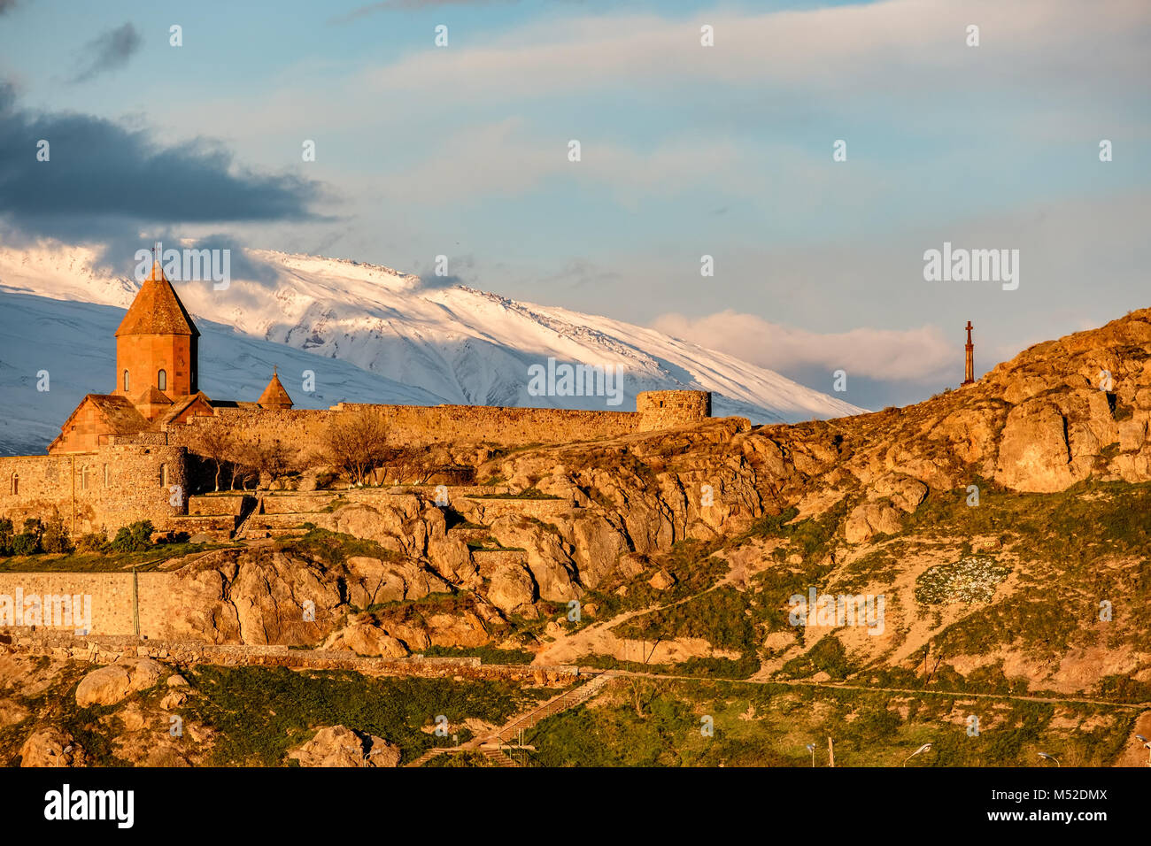 Ancient monastery in front of mountain Stock Photo - Alamy
