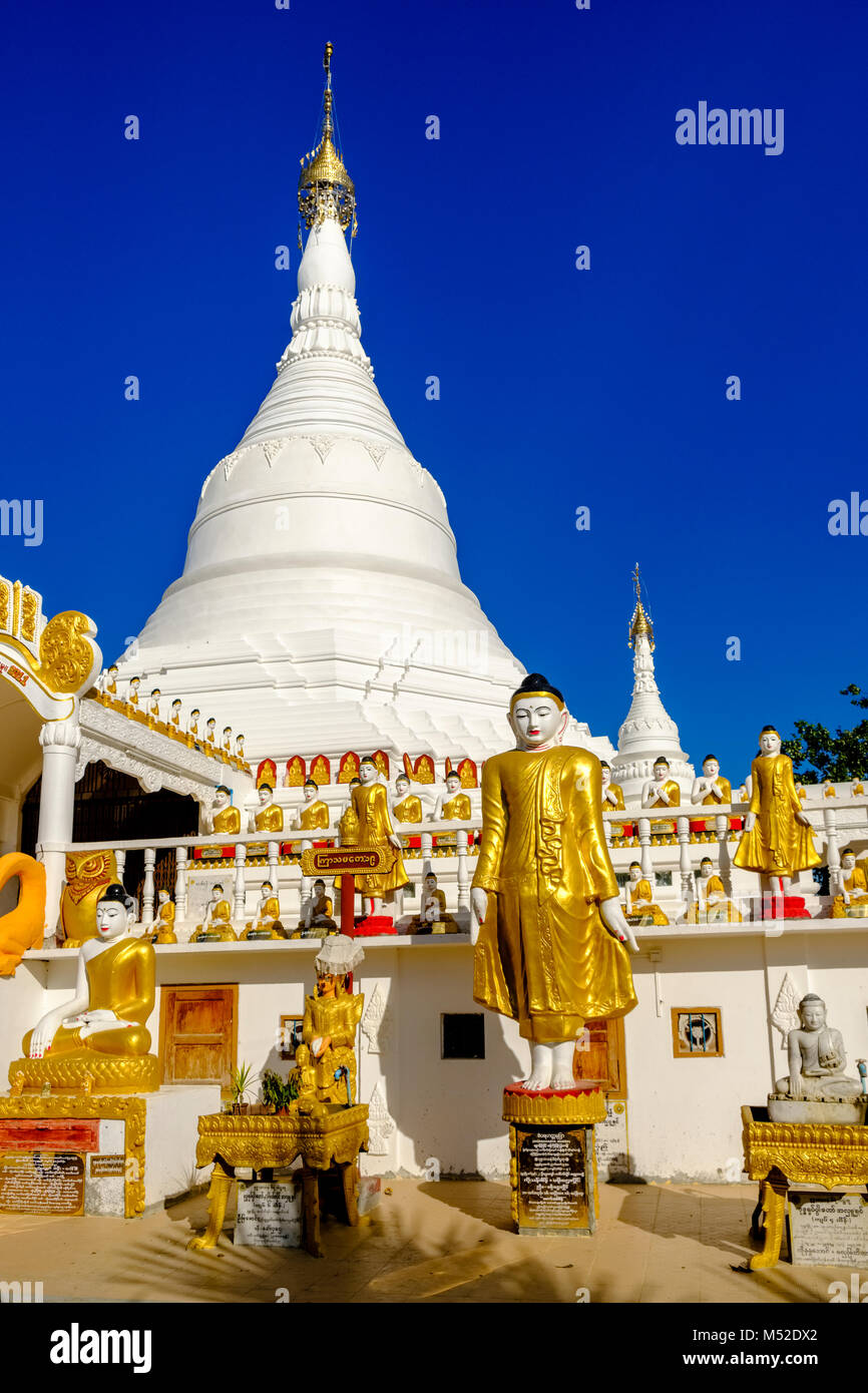Details and sculptures of the beautiful white Pagoda, located on an ...