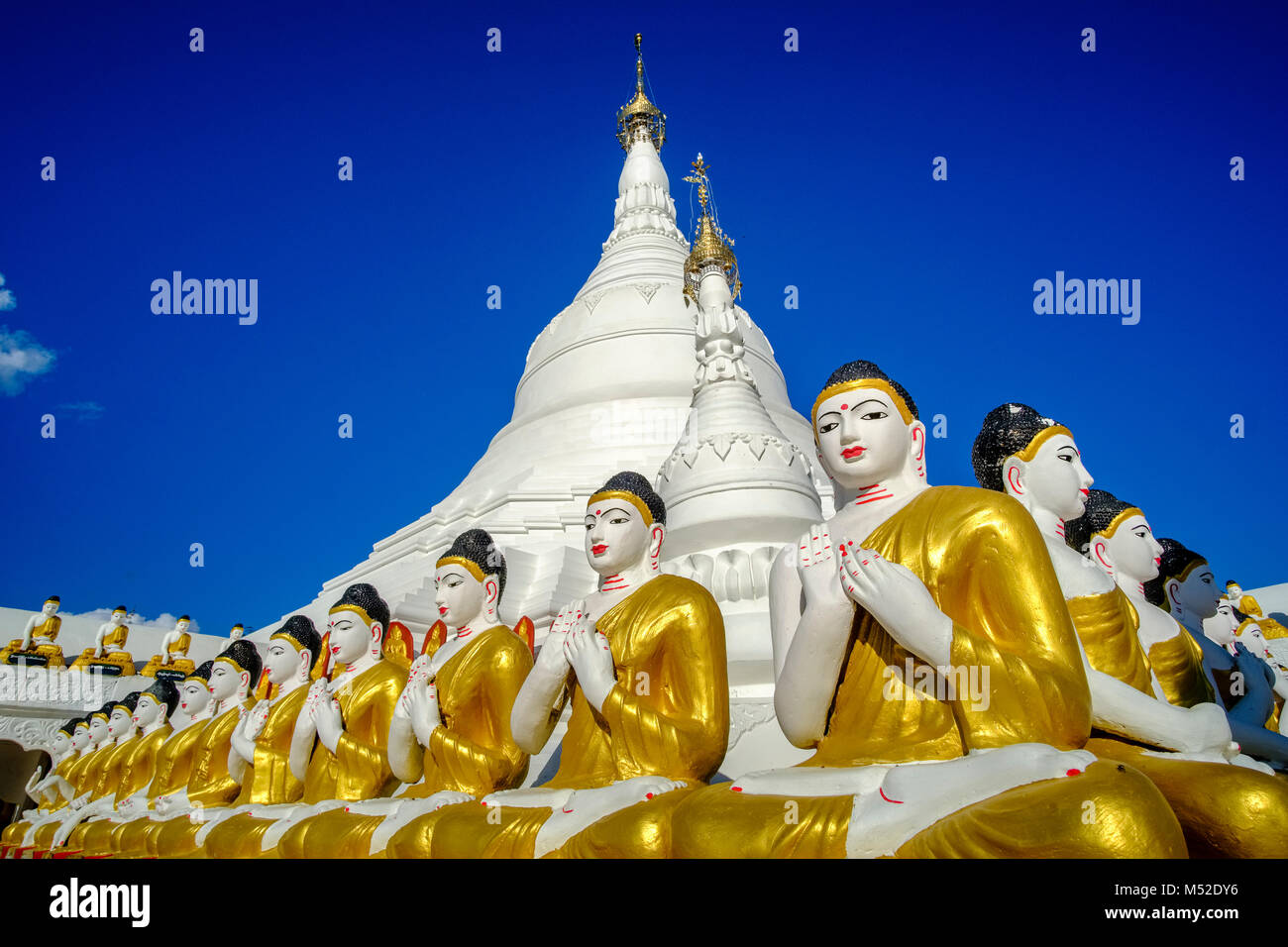 Details and sculptures of the beautiful white Pagoda, located on an ...