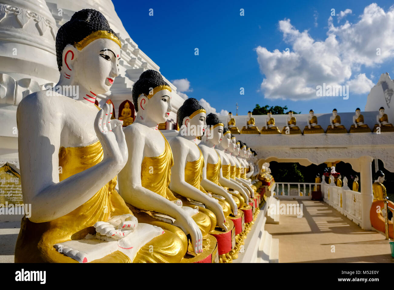 Details and sculptures of the beautiful white Pagoda, located on an ...