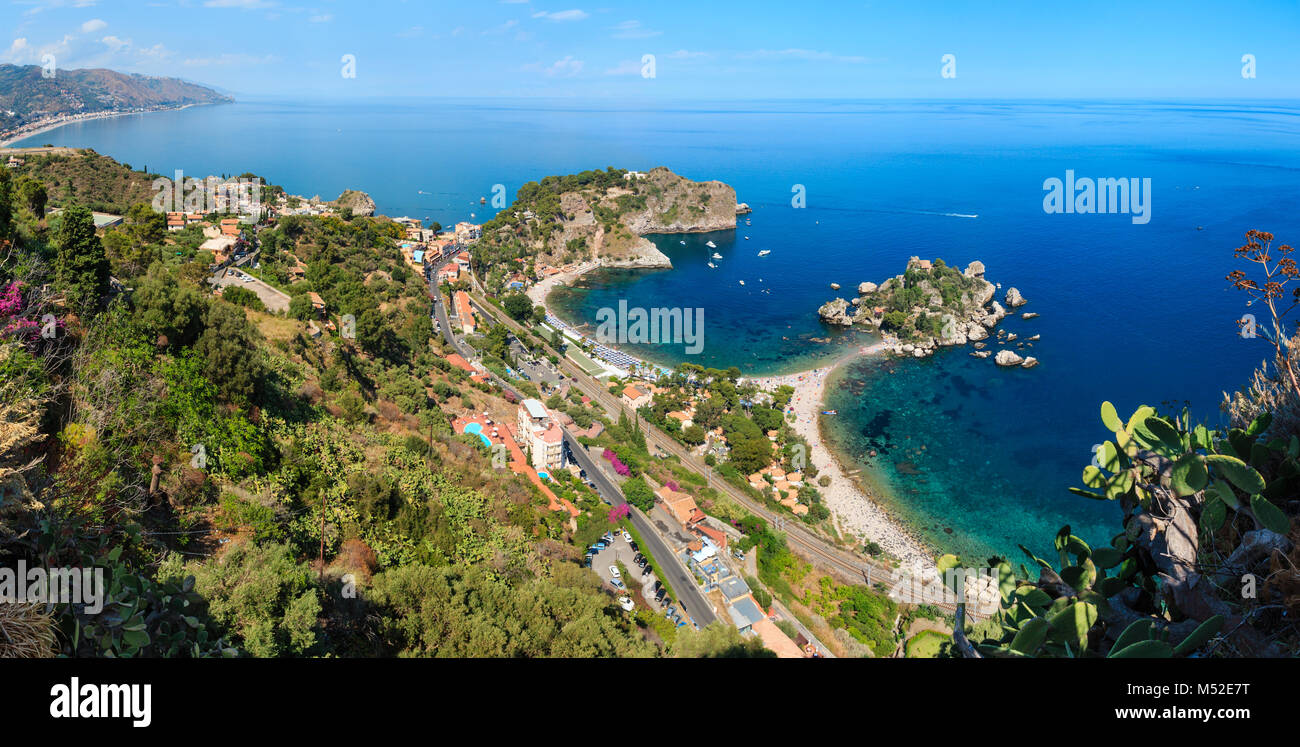 Taormina coast aerial view from stairs to taormina hi-res stock ...