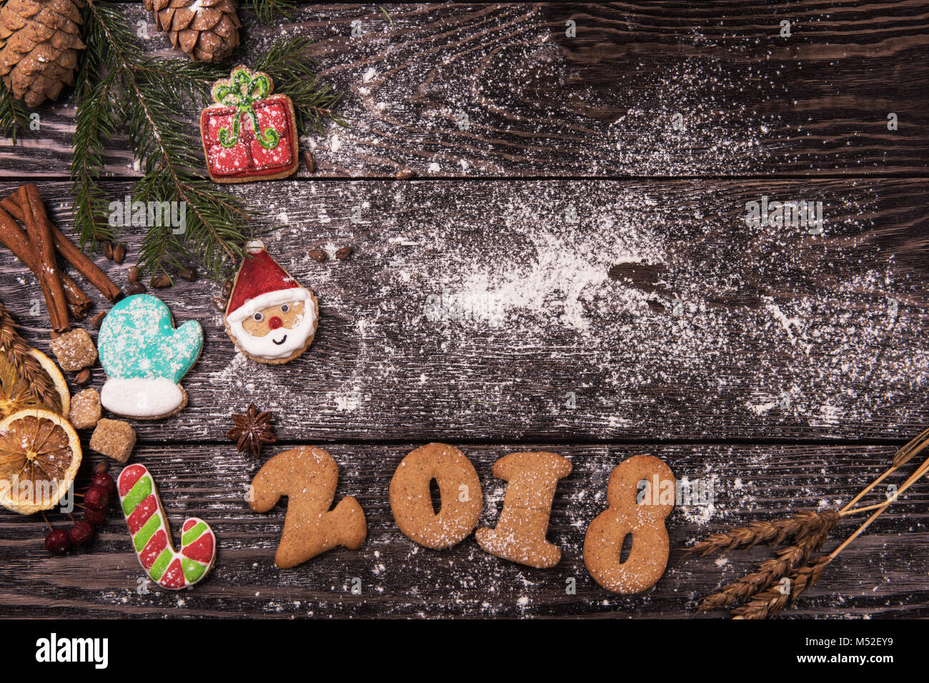 Different ginger cookies 2017 year Stock Photo - Alamy