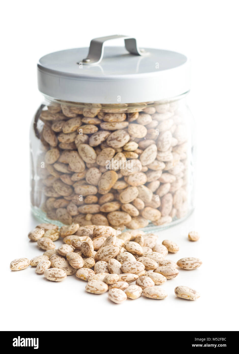 Dried borlotti beans in jar isolated on white background Stock Photo ...