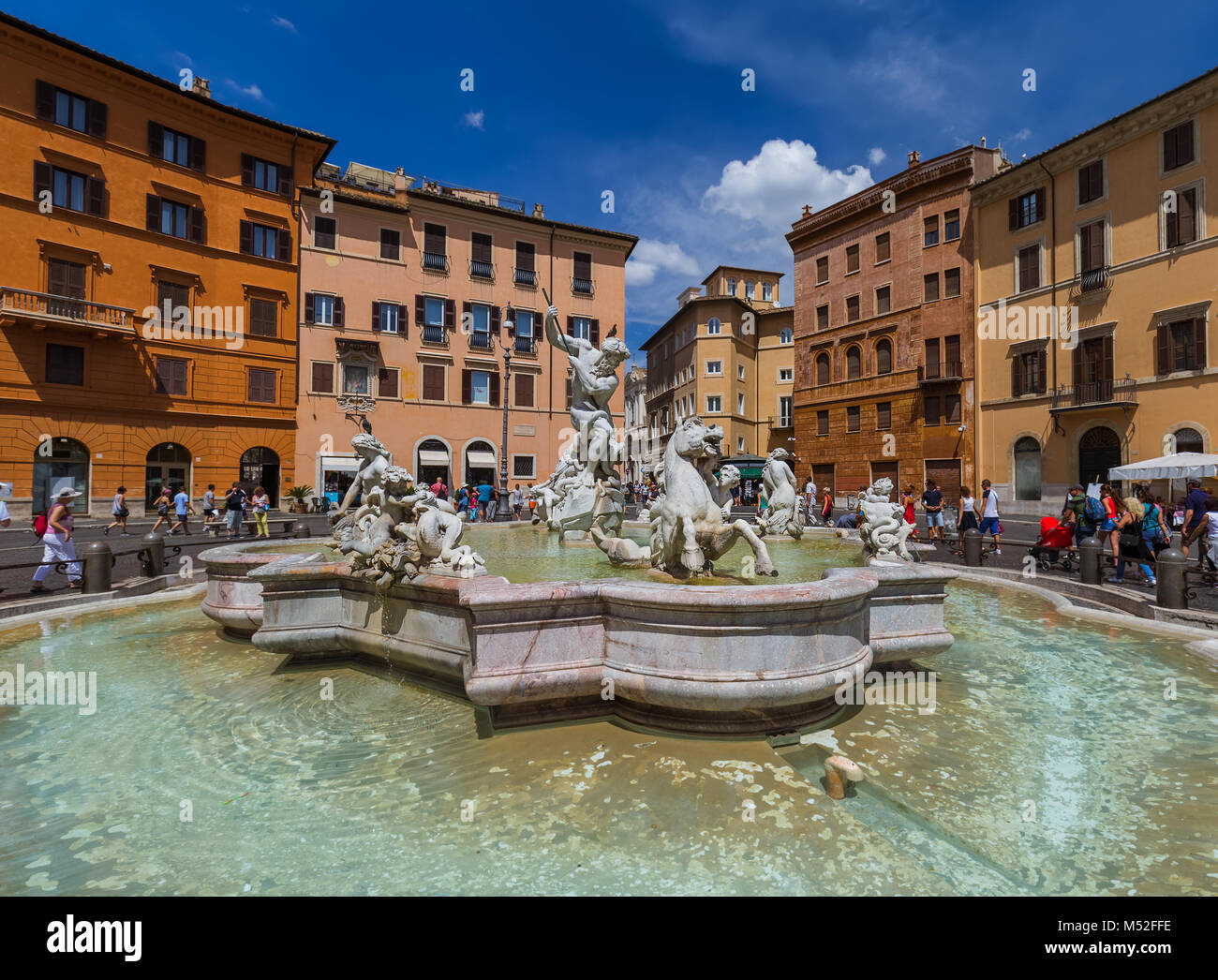 Piazza navona in the old town with neptune fountain hi-res stock ...